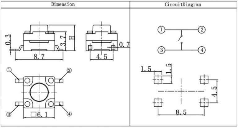 Buy 4PIN SMD WATERPROOF MICRO SWITCH | iFuture Technology