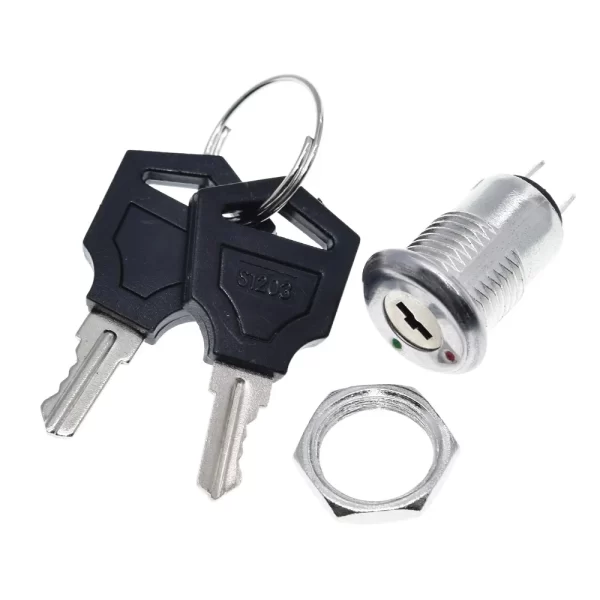 S1203 12mm 2 Pin OFF-ON Metal Key Lock Switch - iFuture Technology